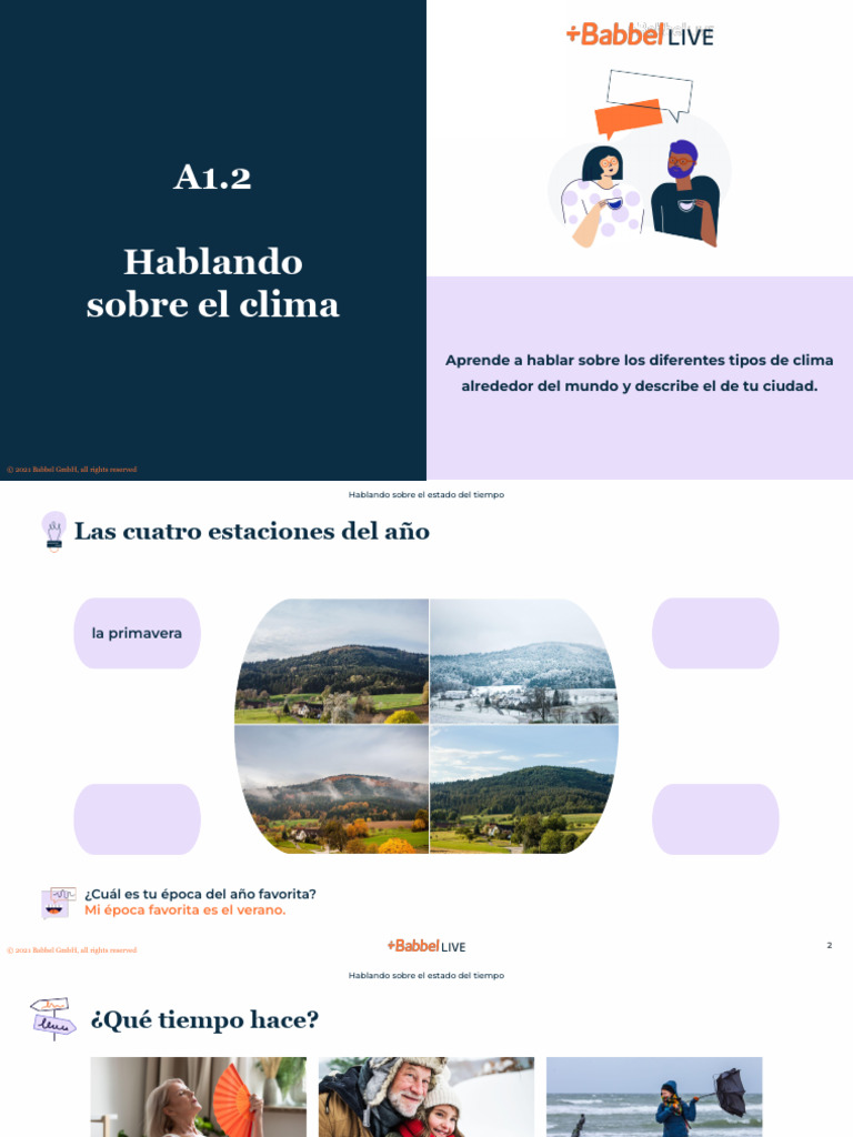 SPA - A1!2!11 Hablando Sobre El Clima | PDF | Verbo | Temporada de ...