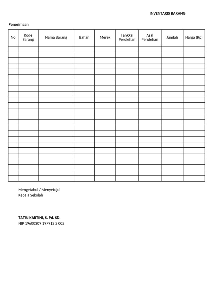 Buku Inventaris Barang | PDF