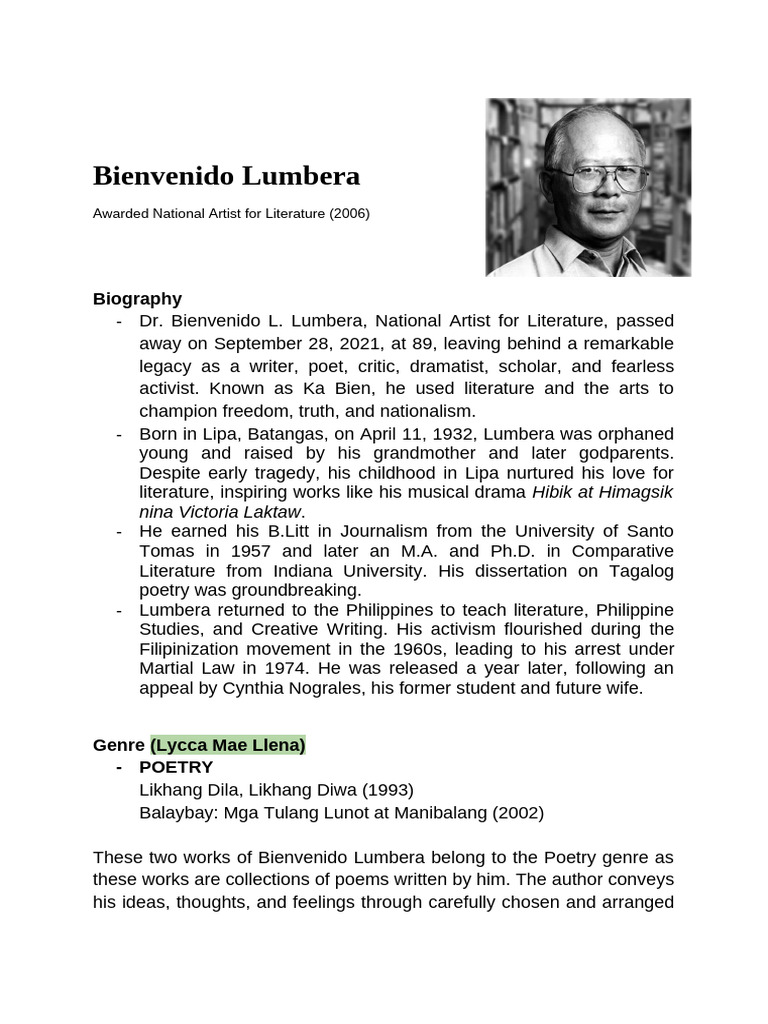 Bienvenido Lumbera Notes | PDF