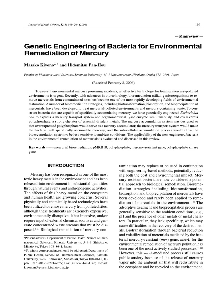 Genetic Engineering of Bacteria For Environmental Remediation of ...
