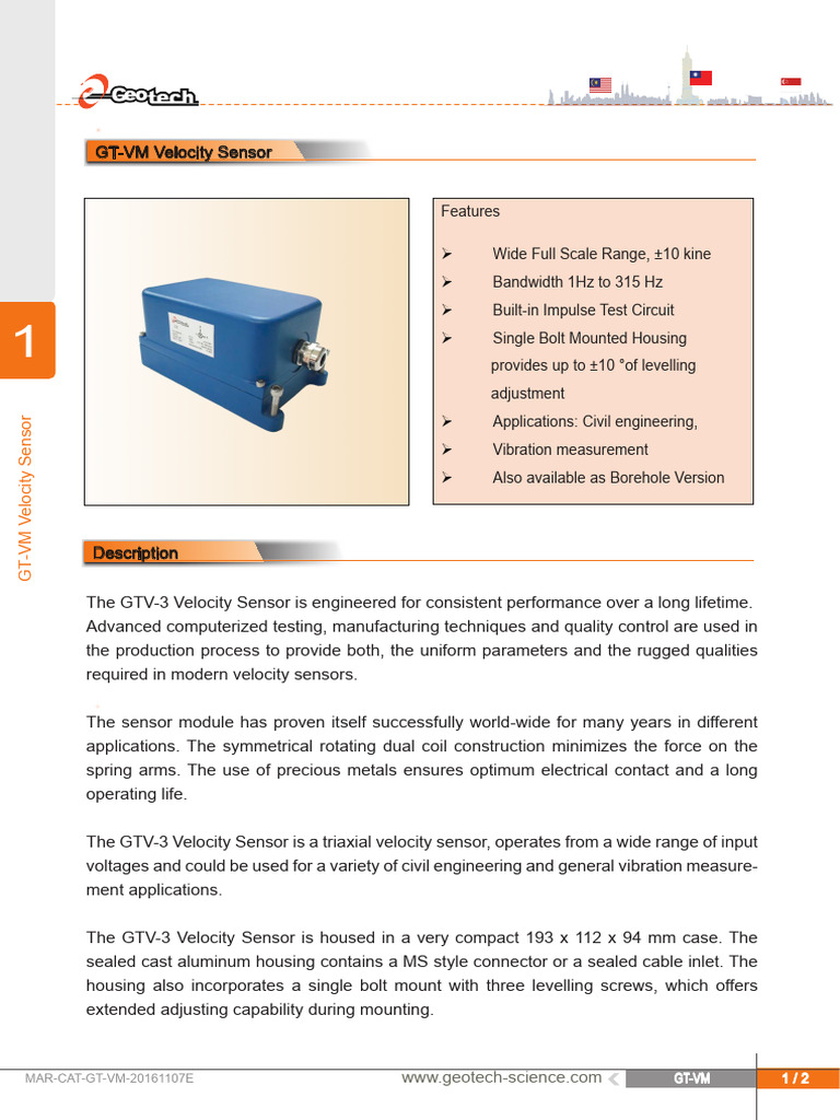 Vibration Meter (V1) - Geotech Brochure | PDF | Sensor | Equipment