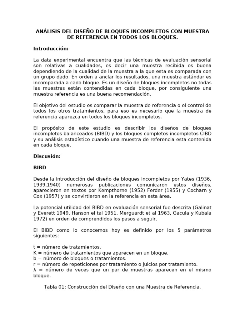 BIBD y CIBD | PDF | Matriz (Matemáticas) | Estadísticas