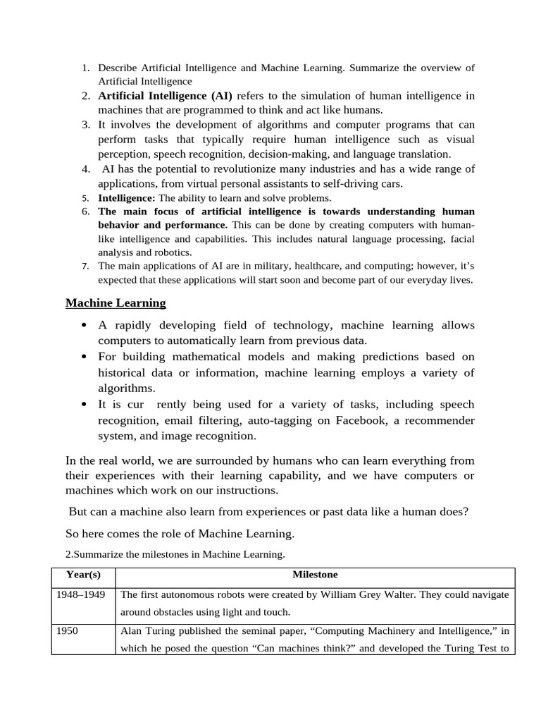 Overview of AI and Machine Learning | PDF | Machine Learning | Linear ...