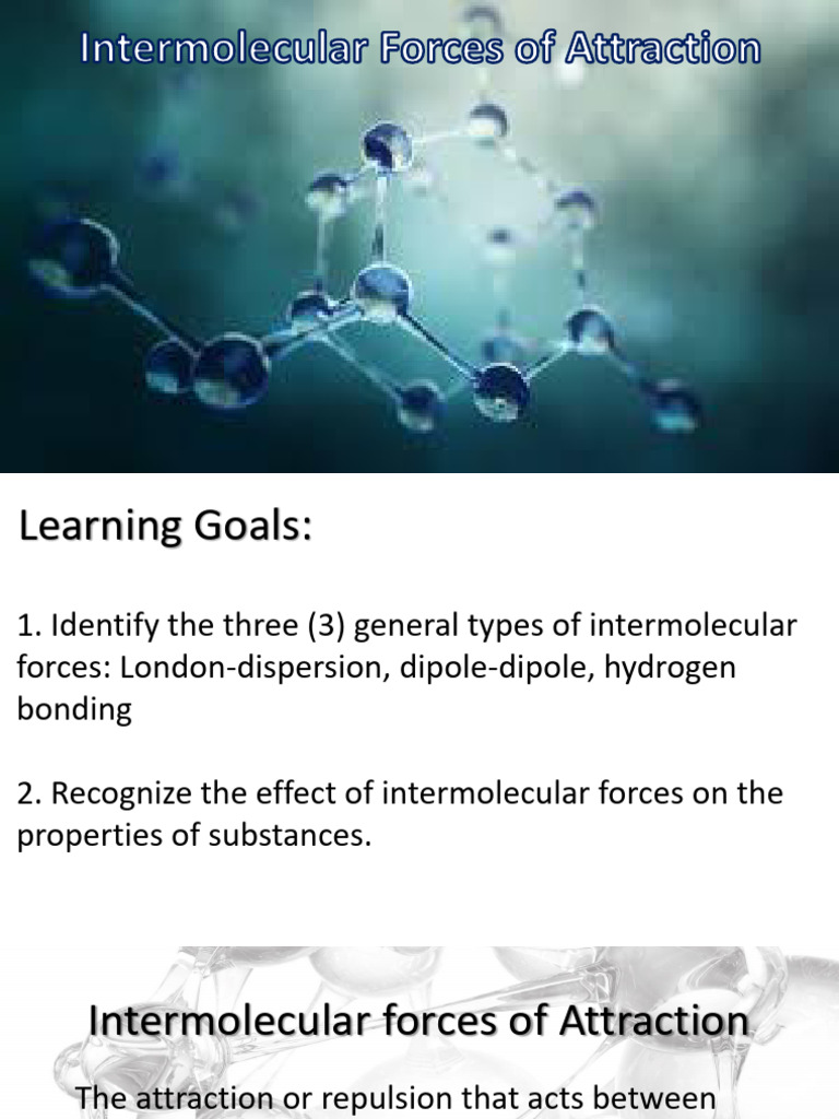Intermolecular Forces of Attraction | PDF | Intermolecular Force ...