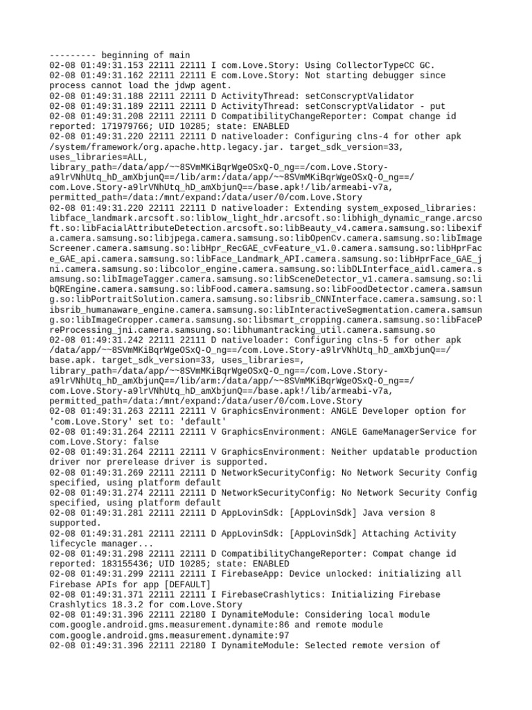 Mobile Love Story Debugging Logs | PDF | Software Engineering | Mobile ...