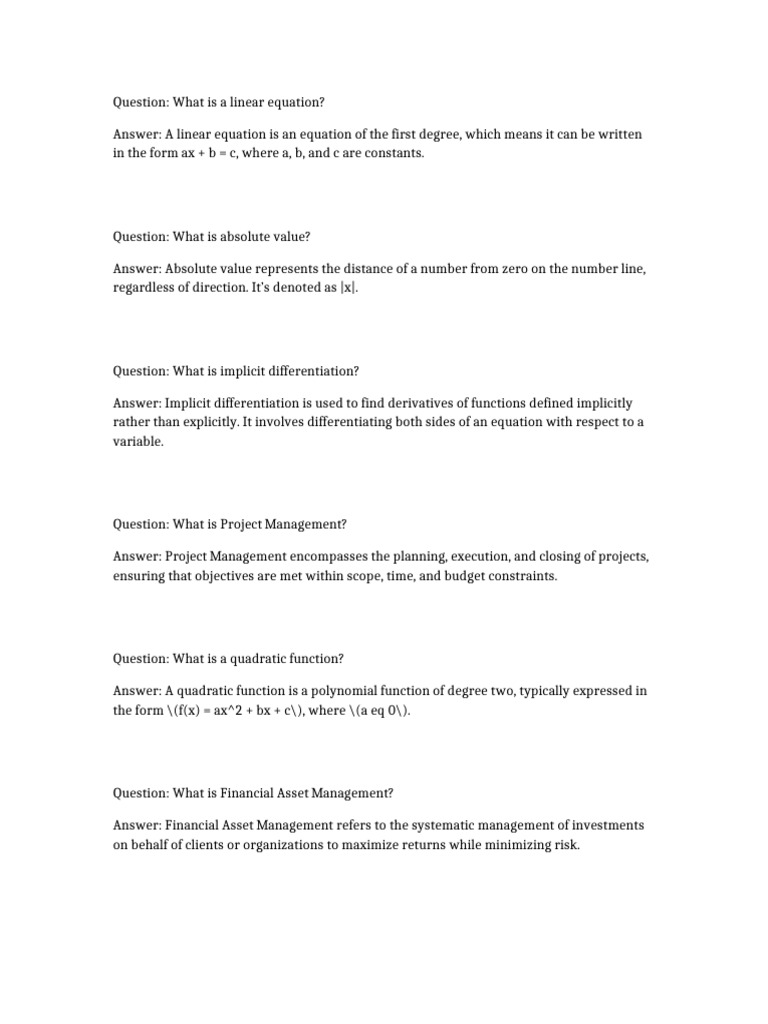 Math and Management Concepts Explained | PDF