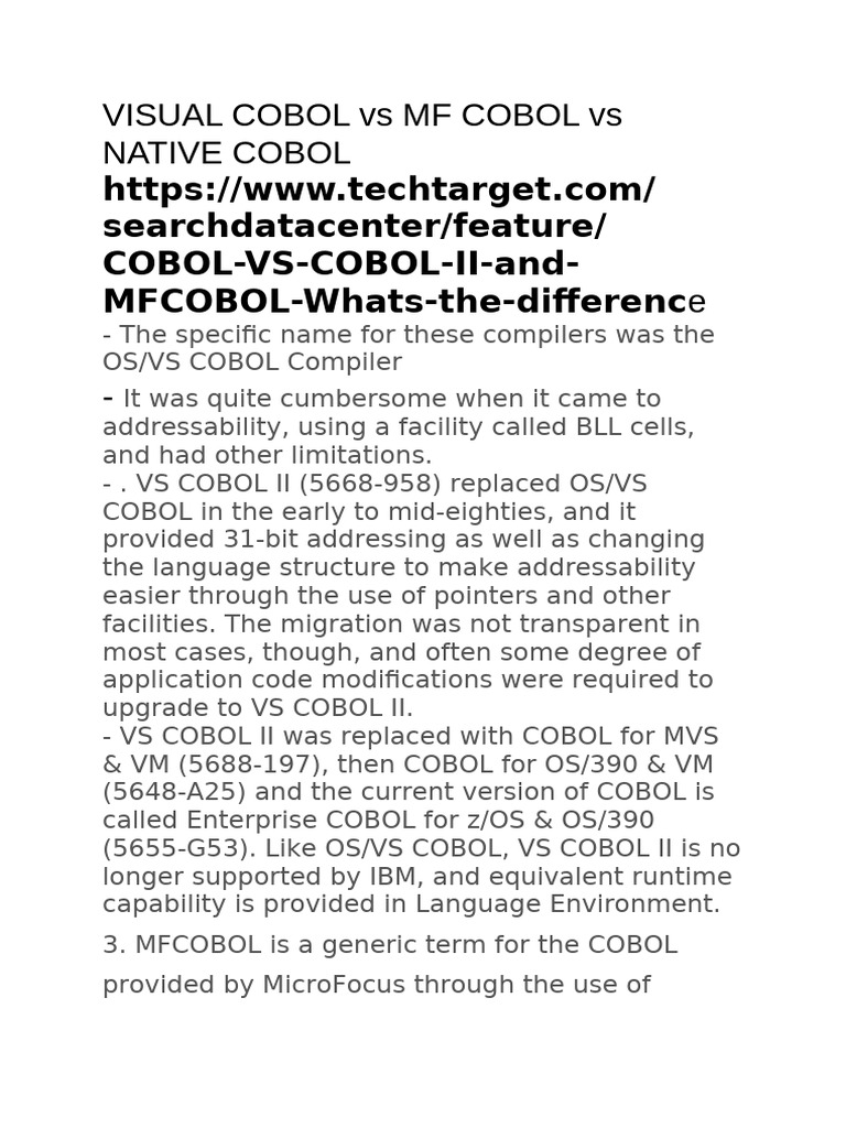 Visual Cobol Vs MF Cobol Vs Native Cobol | PDF | Eclipse (Software) | Library (Computing)
