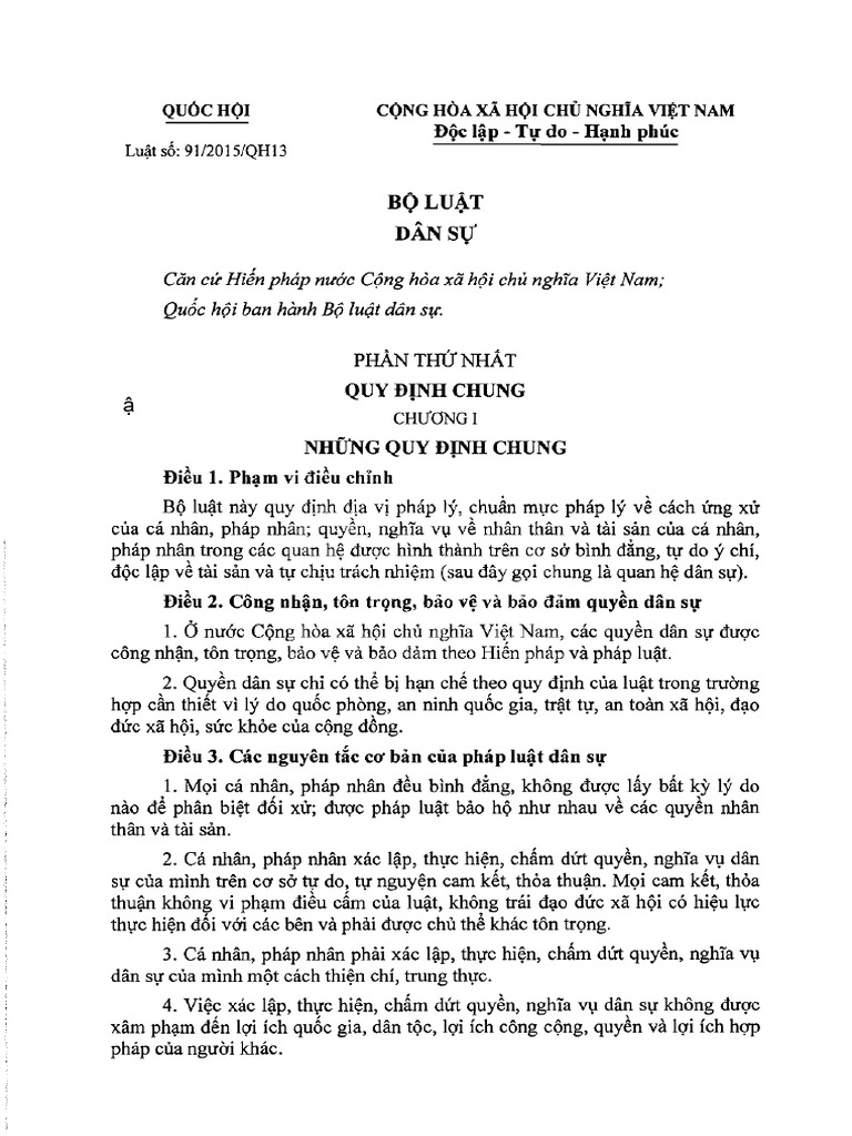 Bo Luat Dan Su 2015 | PDF