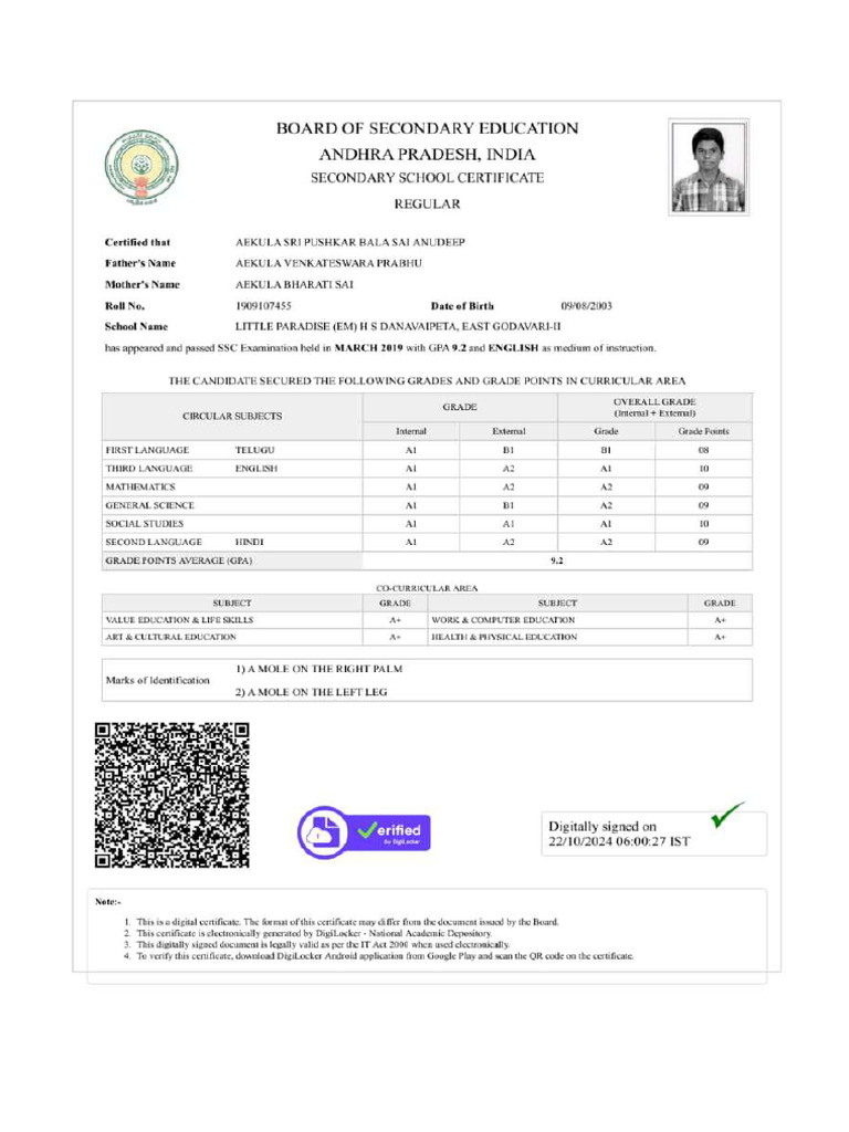 10th Marks List | PDF