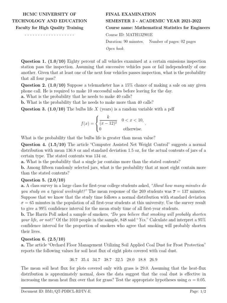Probability and Statistics 2021-2022 (Se3) - CLC | PDF | Probability | Scientific Method