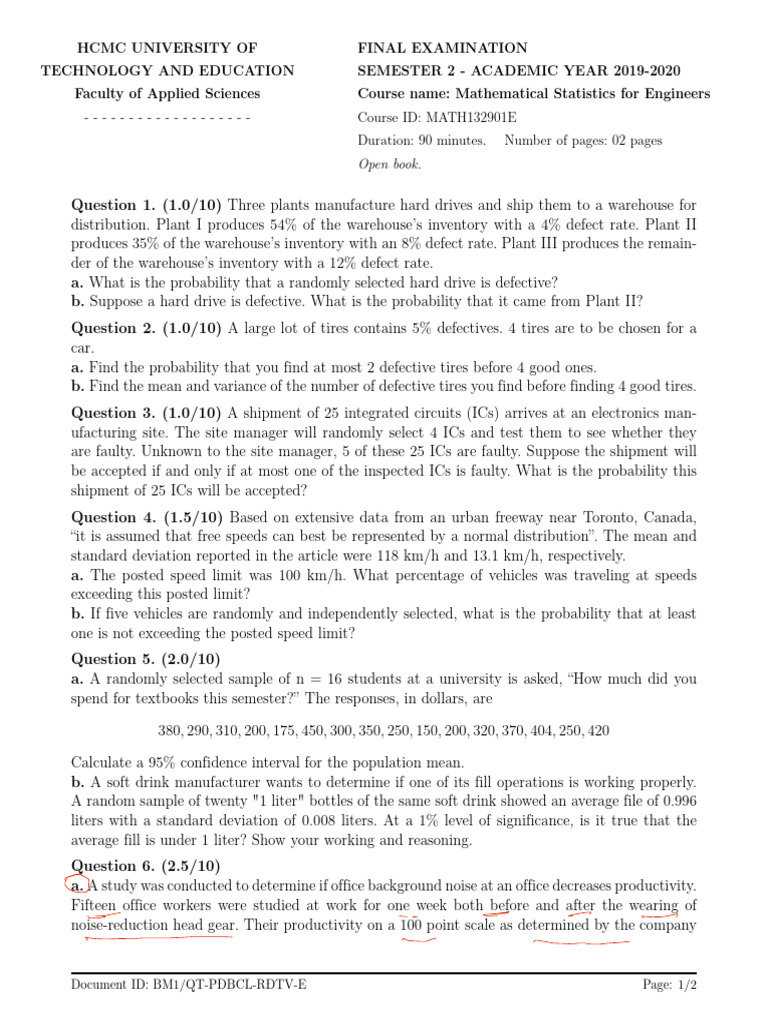 Probability and Statistics 2019-2020 (Se2) | PDF | Regression Analysis | Standard Deviation