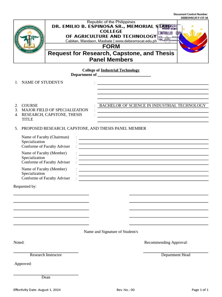 Request for Thesis Panel Members | PDF | Academic Publishing ...
