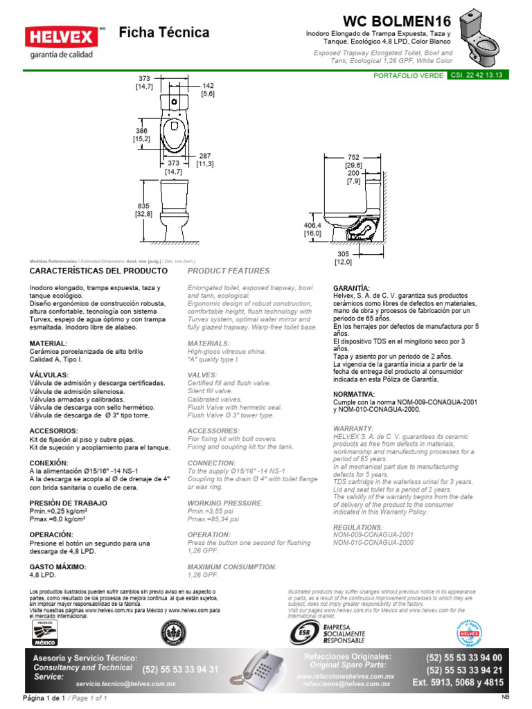 WC1 - Ficha Tecnica | PDF
