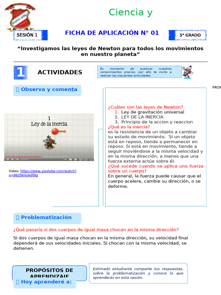 Ciencia y Tecnología 5°: Actividades | PDF | Fuerza | Las leyes del ...