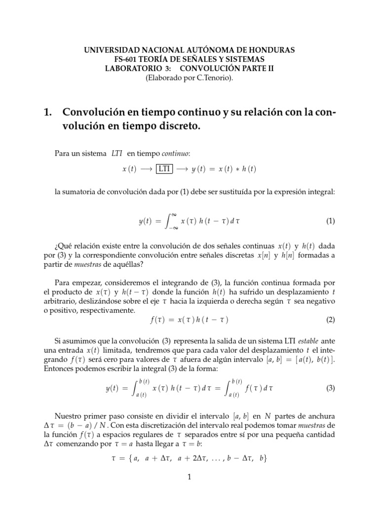 Convolución en Señales Continuas y Discretas | PDF | Circunvolución ...