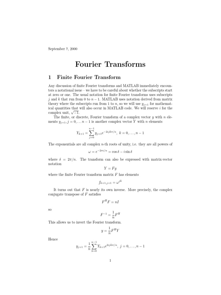 Fourier Transforms Using MATLAB (1) | PDF | Matrix (Mathematics ... Fourier Transforms Using MATLAB (1) | PDF | Matrix (Mathematics ...