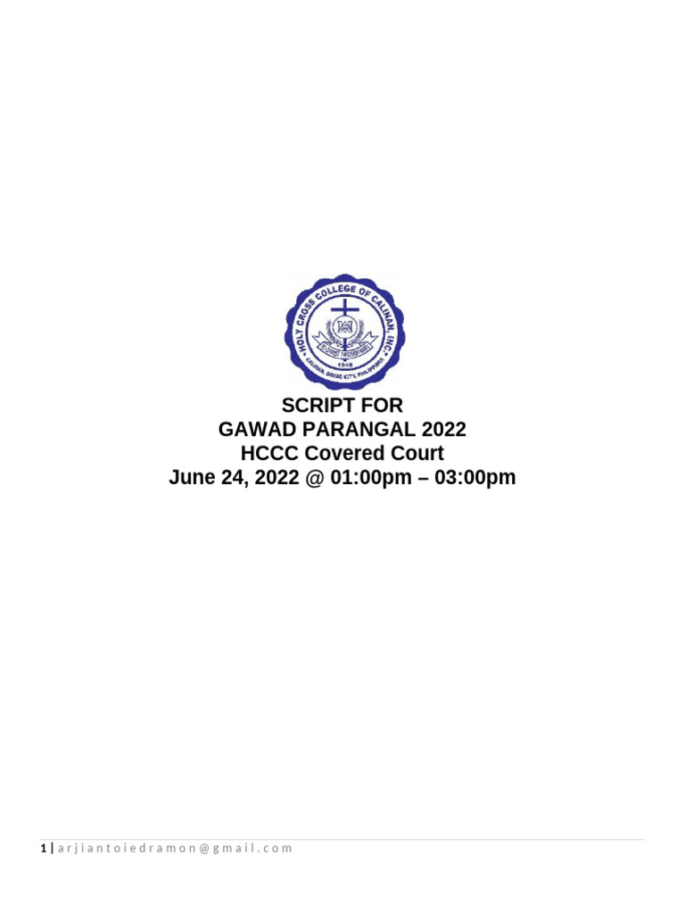 Gawad Parangal 2022 Ceremony Script | PDF