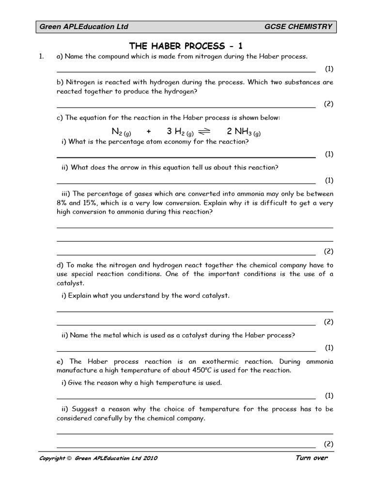 Haber Process 1 | PDF | Chemical Reactions | Hydrogen