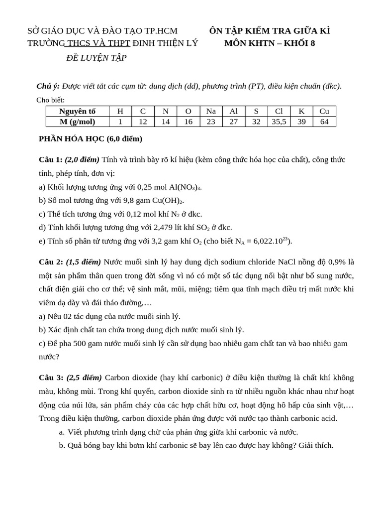 Đề Luyện Tập GK2 | PDF