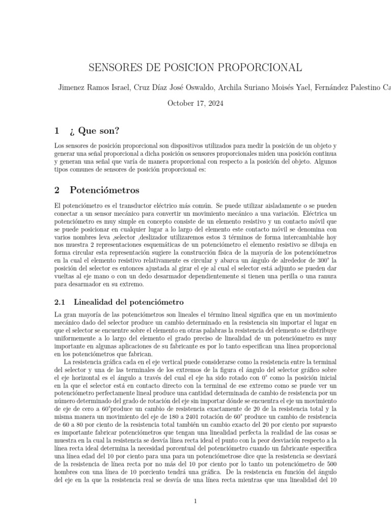 Sensores de Posición Proporcional: Tipos y Funciones | PDF | Óptica ...