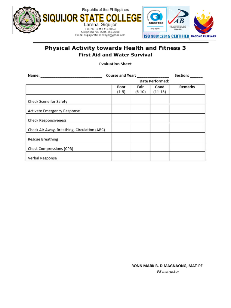 Crim BLS Evaluation Sheet | PDF