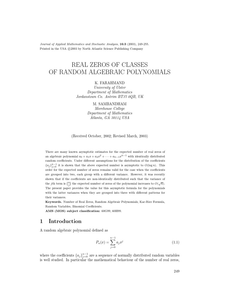 255 | PDF | Variance | Polynomial