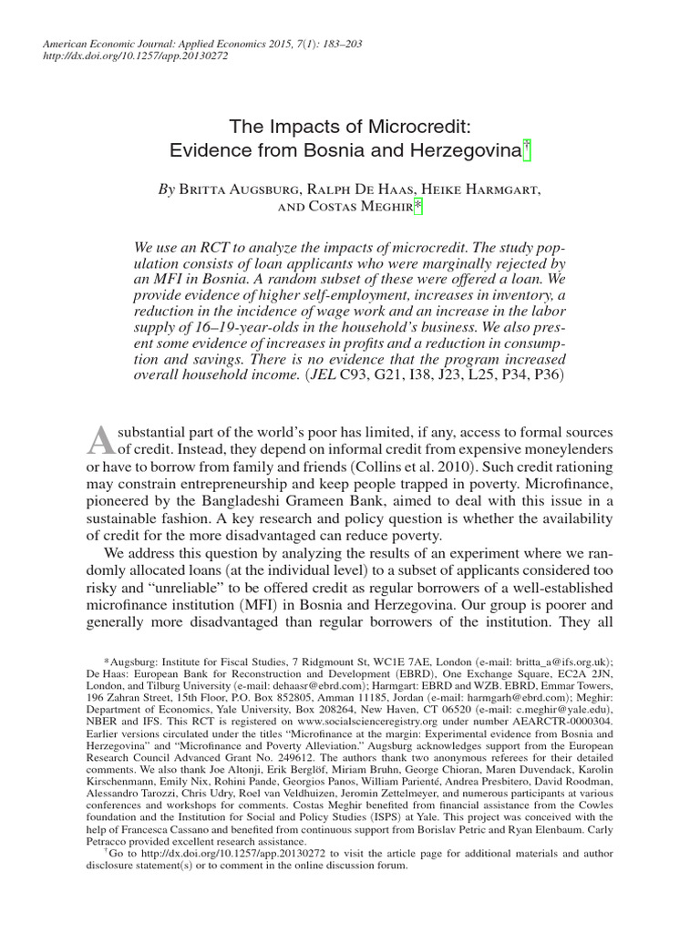 Microcredit Impacts in Bosnia Study | PDF | Microfinance | Microcredit