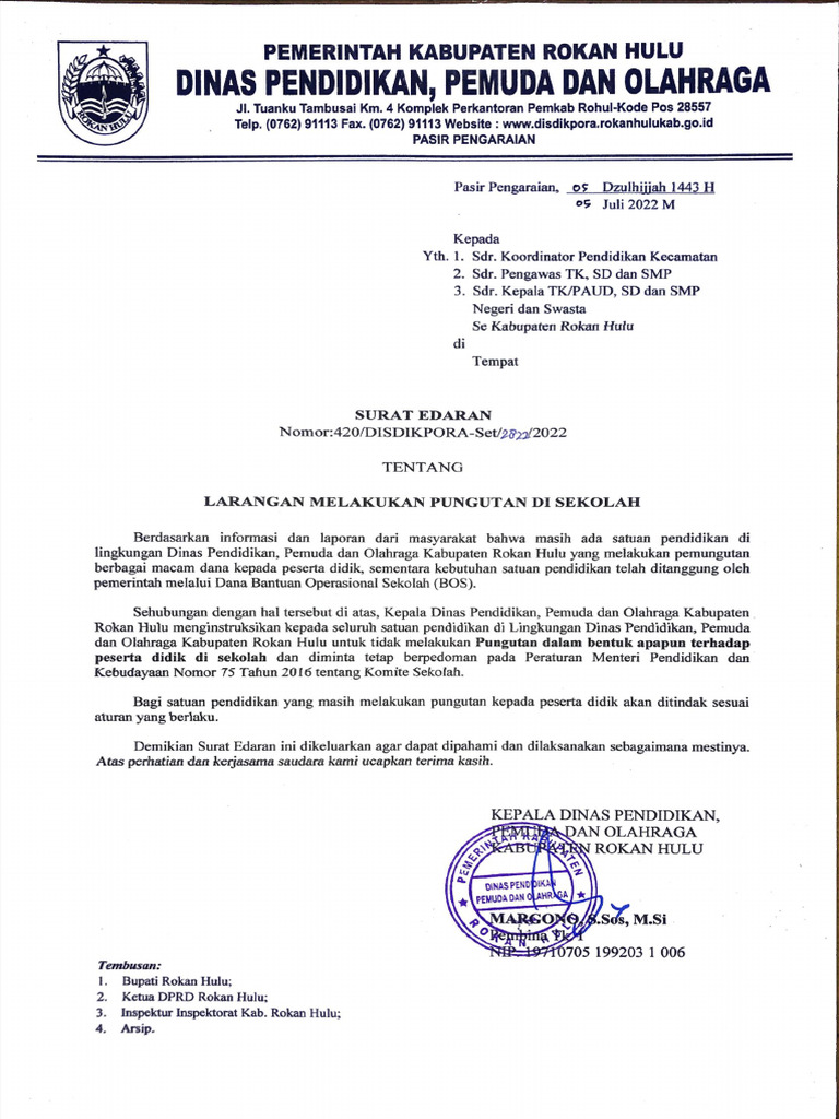 Edaran Larangan Melakukan Pungutan | PDF