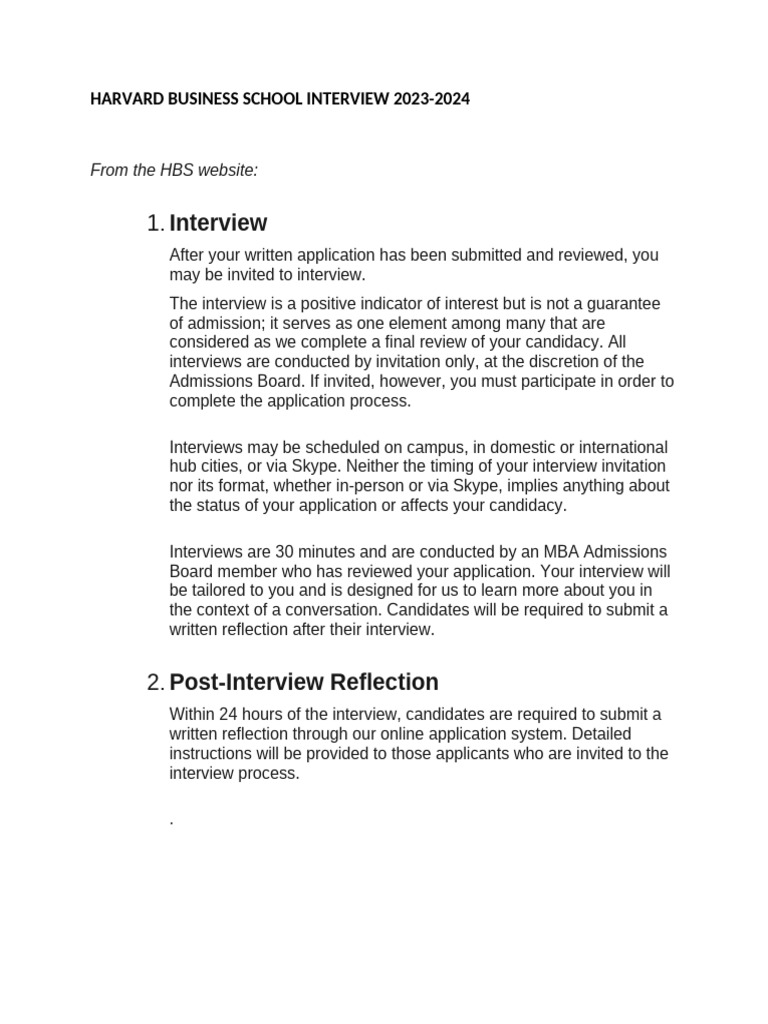 HBS Interview 2023-24 | PDF | Leadership