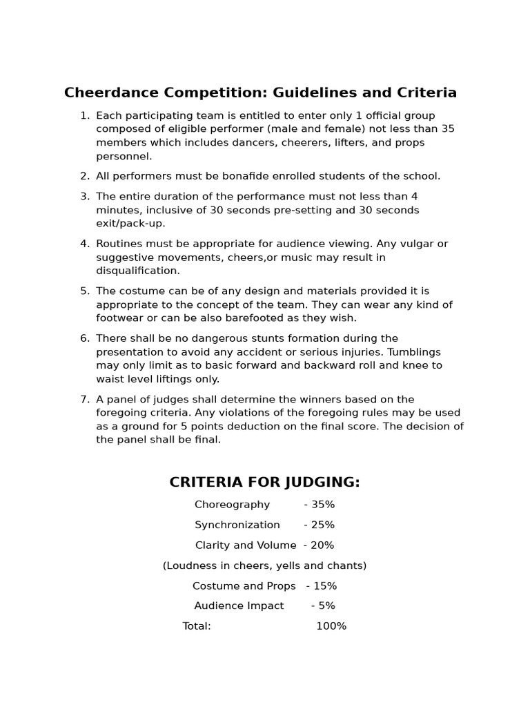 Cheerdance Competition Guidelines | PDF