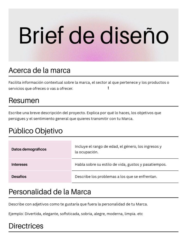 Brief para Diseño de Marca | PDF