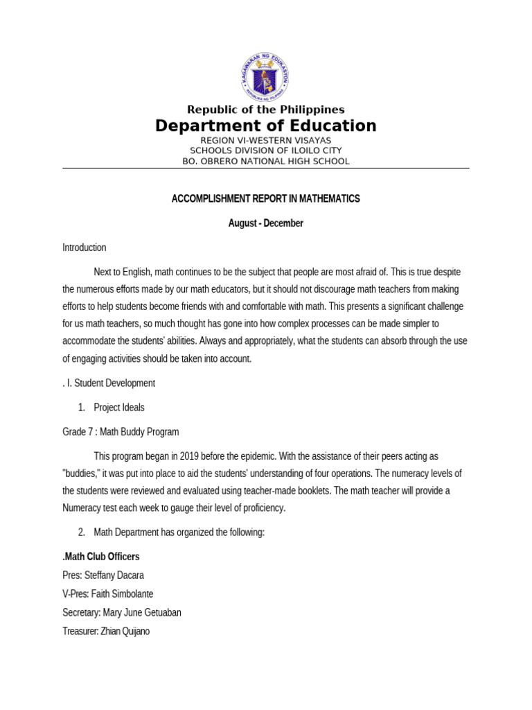 Accomplishment Report | PDF