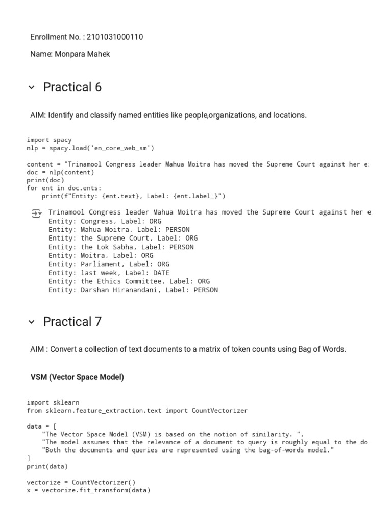 16 - Practical - 6-7.ipynb - Colab | PDF | Information Science 16 - Practical - 6-7.ipynb - Colab | PDF | Information Science