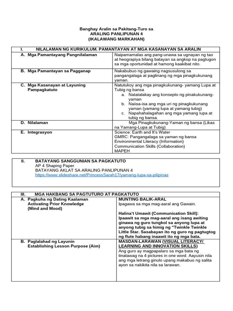 Ap4 Demo Matatag Curriculum - Romnick B Cayabyab | PDF