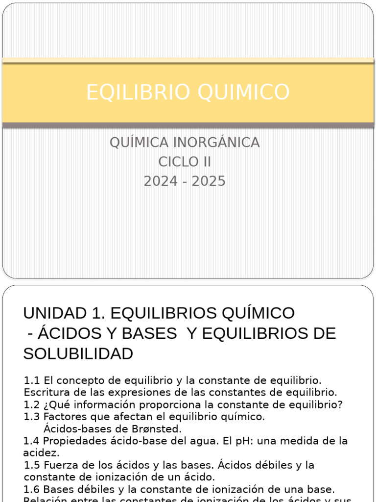 CLASE 1. Equilibrio Quimico Ajs 2024 | PDF | Equilibrio químico | Ácido