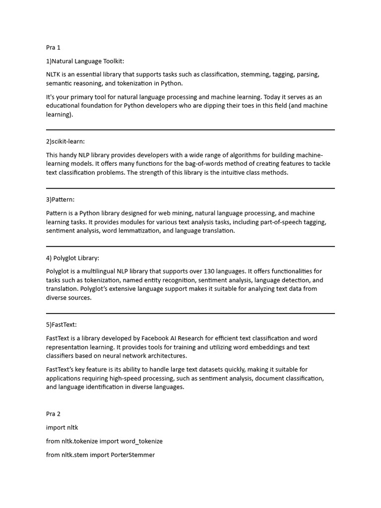 Essential Python NLP Libraries Guide | PDF | Part Of Speech ...