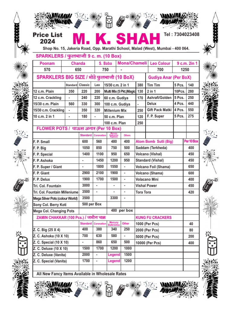 M K Shah Price List 2024 | PDF