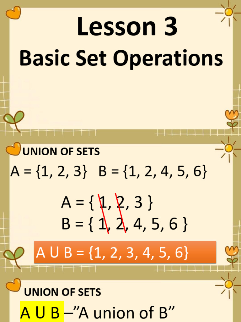 Grade 7 Lesson 3 Operations On Sets | PDF