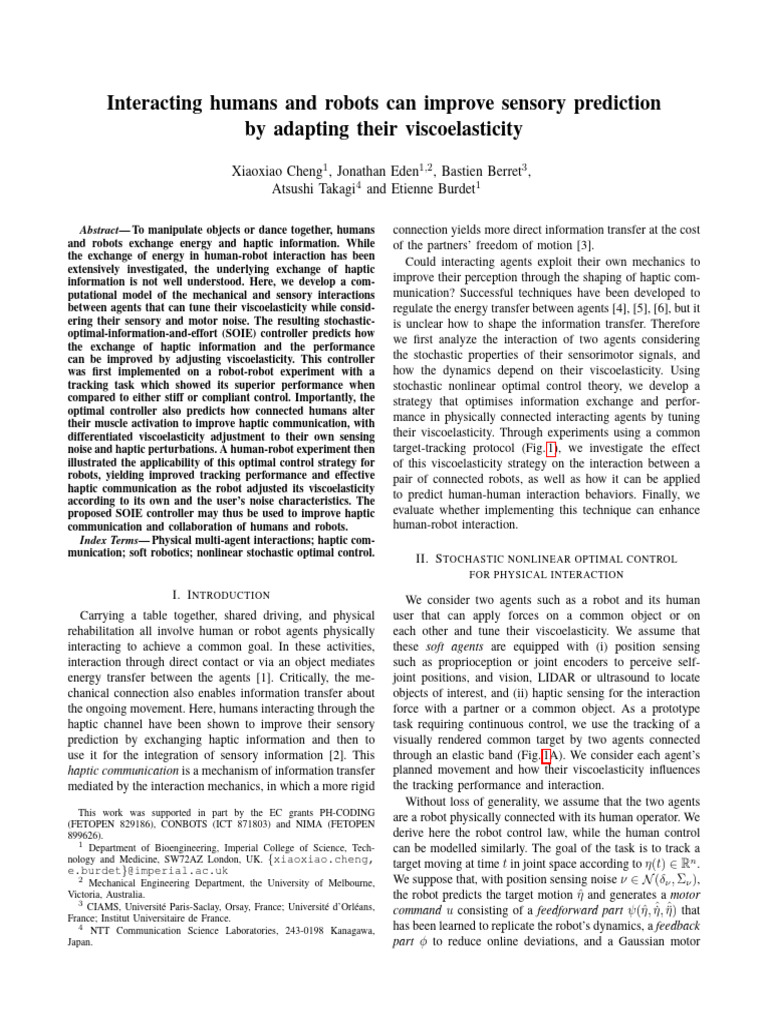 Interacting Humans and Robots Can Improve Sensory Prediction by Adapting Their Viscoelasticity ...