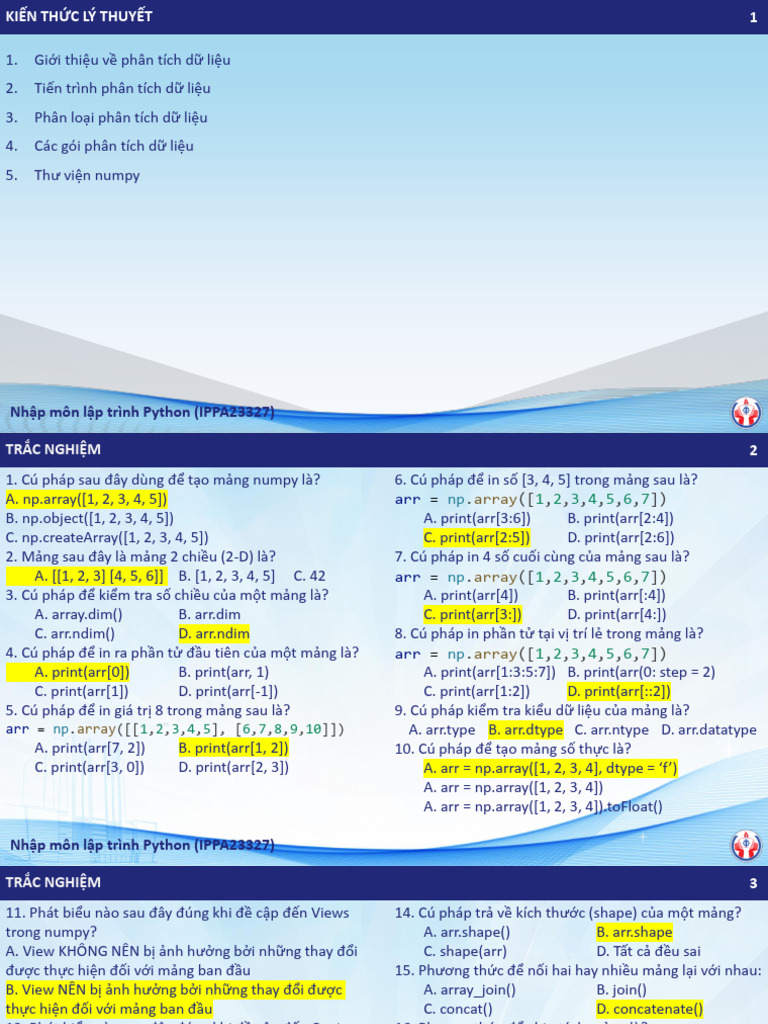 (IPPA233277) w10-w11-c07 - Phan-Tich-Du-Lieu-Numpy - HWSV | PDF
