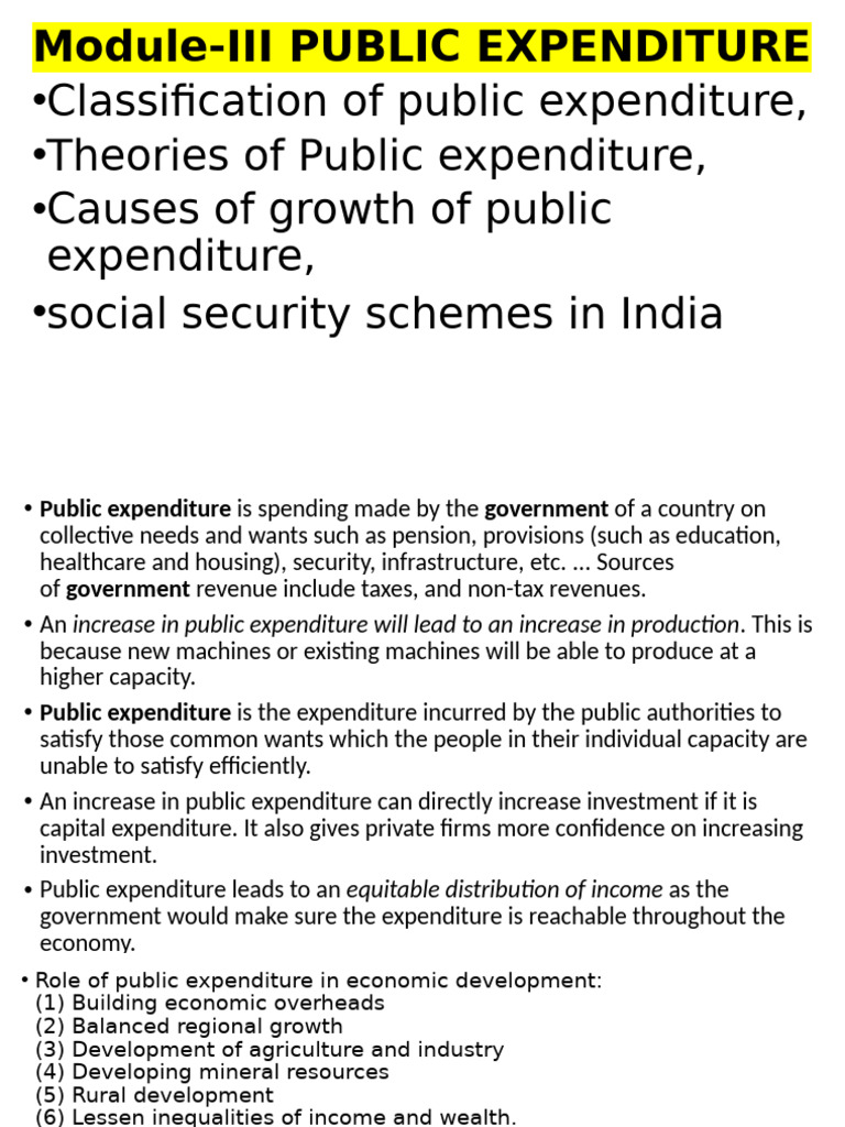 Module-III Public Expenditure | PDF | Government Spending | Expense
