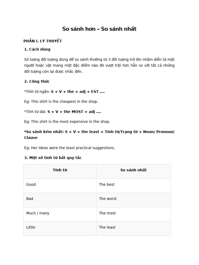 So sánh nhất - so sánh hơn | PDF | Languages | Foreign Language Studies