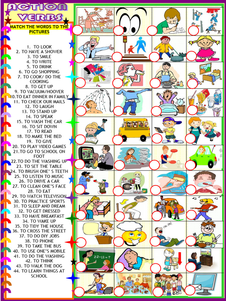 Action-Verbs-New-Matching-Picture-Dictionaries - 104133 | PDF