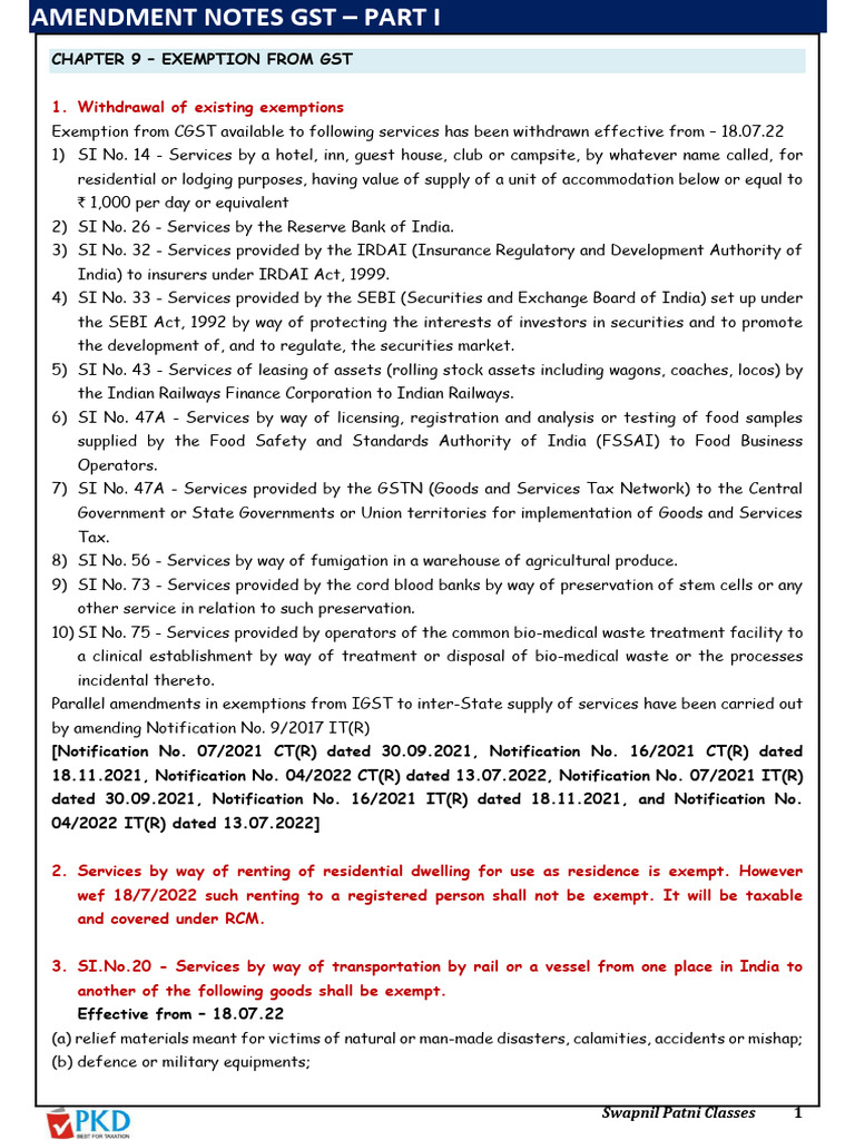 Amendment Notes GST - Exemption For May 23 | PDF | Value Added Tax ...