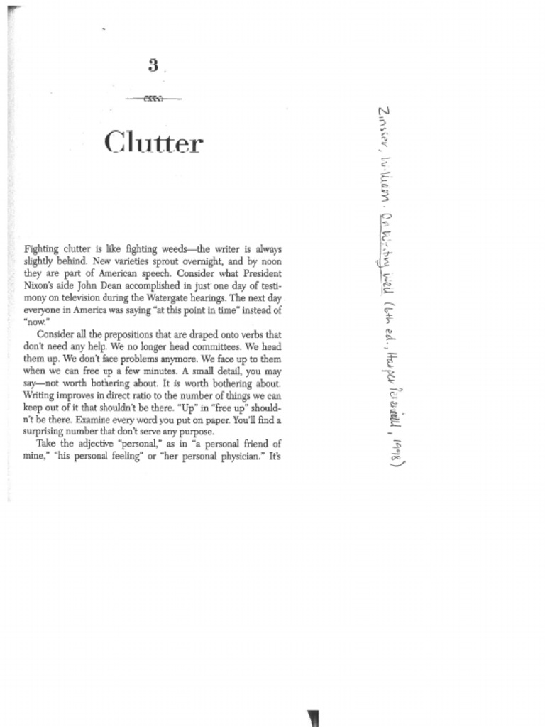 Clutter by William Zinsser | PDF
