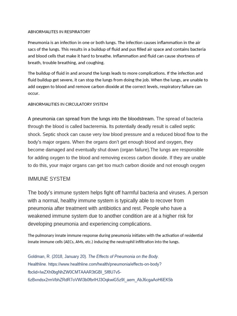 Abnormalites in Respiratory | PDF | Pneumonia | Lung