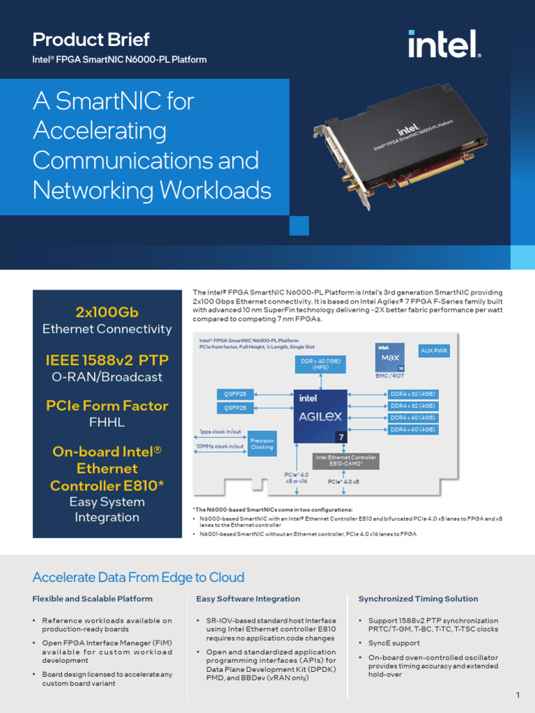 Fpga Smartnic n6000 PL Platform Product Brief | PDF | Field ...