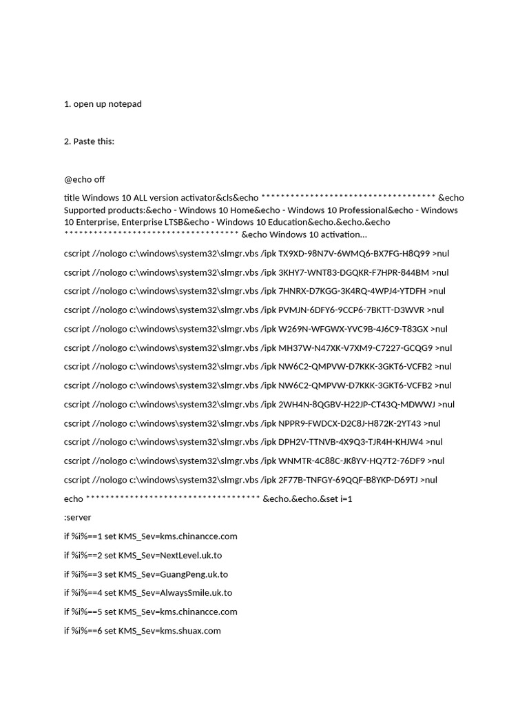 Windows 10 Activation Script | PDF