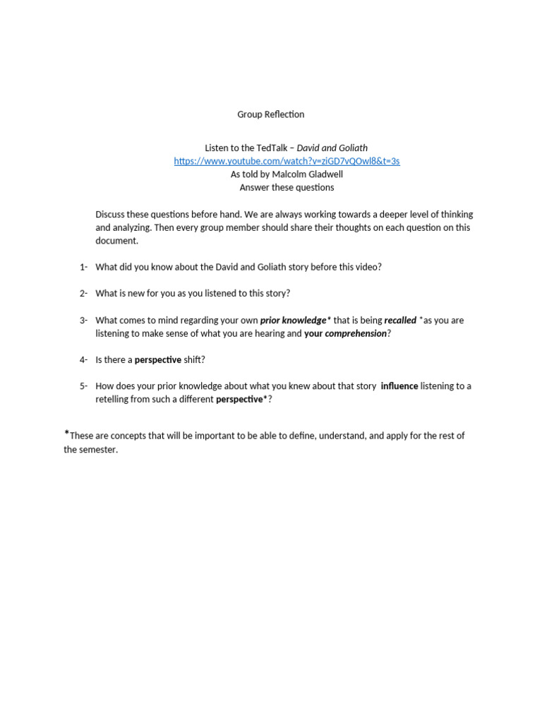 David and Goliath Group Worksheet (1) | PDF