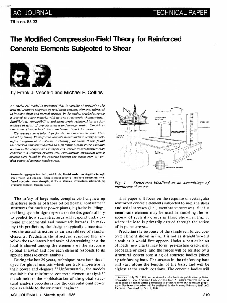 The Modified Compression Field Theory For Reinforced Concrete Elements ...